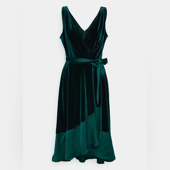 Dkny | Dresses | Dkny Green Velvet Midi Wrap Dress | Poshmark